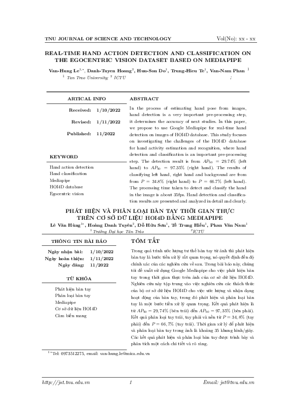 (PDF) REAL-TIME HAND ACTION DETECTION AND CLASSIFICATION ON THE ...