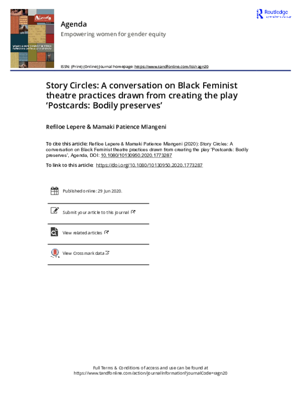 (PDF) Story Circles: A conversation on Black Feminist theatre practices ...