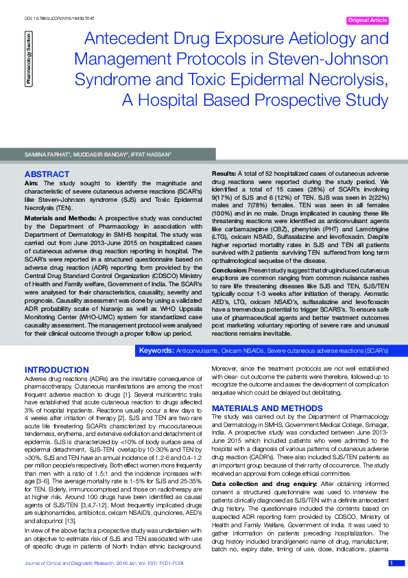 (PDF) Antecedent Drug Exposure Aetiology and Management Protocols in ...