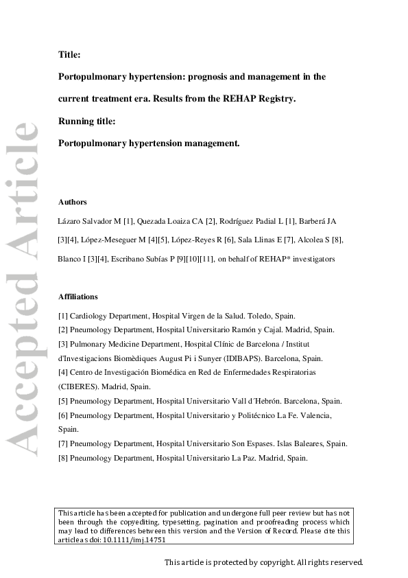 (PDF) Portopulmonary hypertension: prognosis and management in the ...