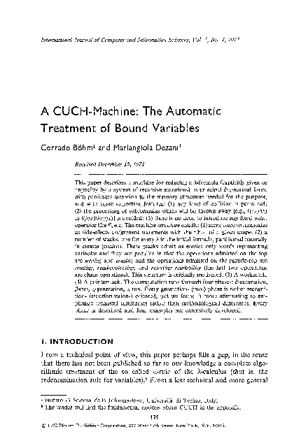 (PDF) A CUCH-machine: The automatic treatment of bound variables