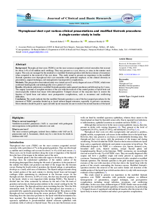 (PDF) Thyroglossal duct cyst various clinical presentations and ...