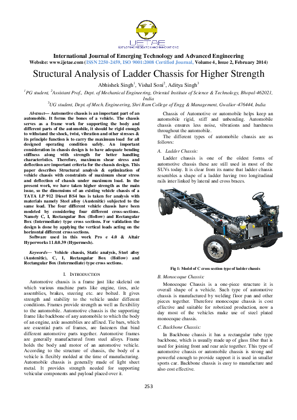 (PDF) Structural Analysis of Ladder Chassis for Higher Strength