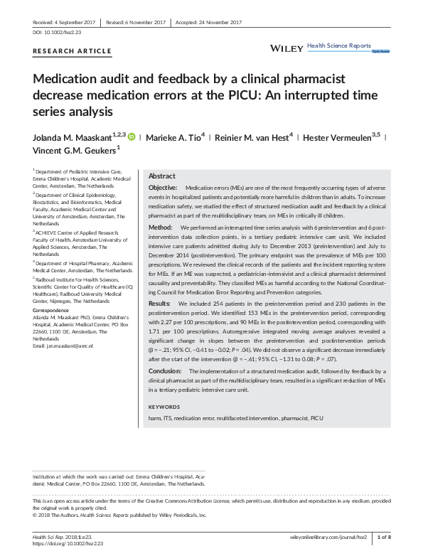 (PDF) Medication audit and feedback by a clinical pharmacist decrease medication errors at the ...