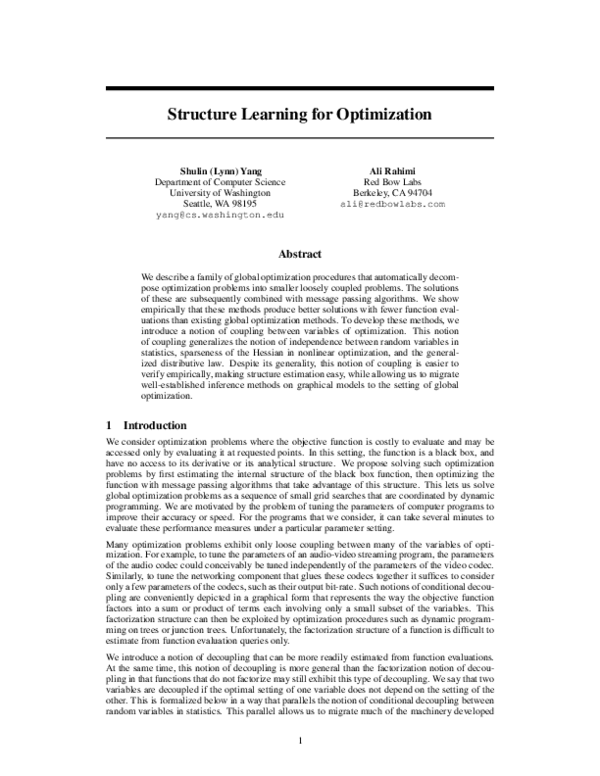 (PDF) Structure Learning for Optimization