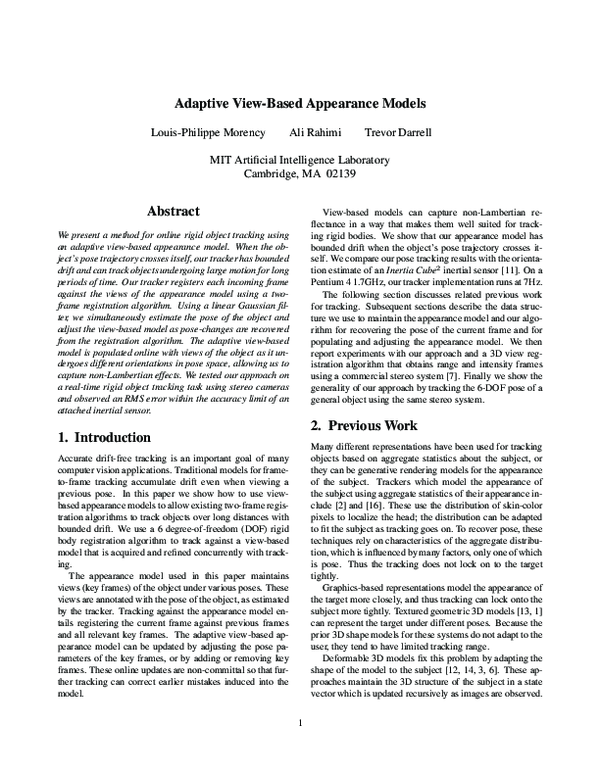 (PDF) Adaptive view-based appearance models