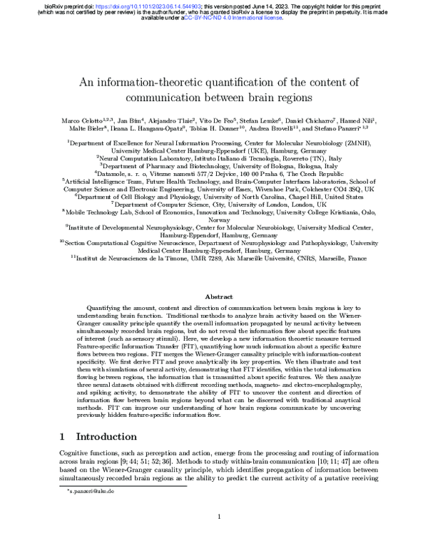(PDF) An information-theoretic quantification of the content of communication between brain regions