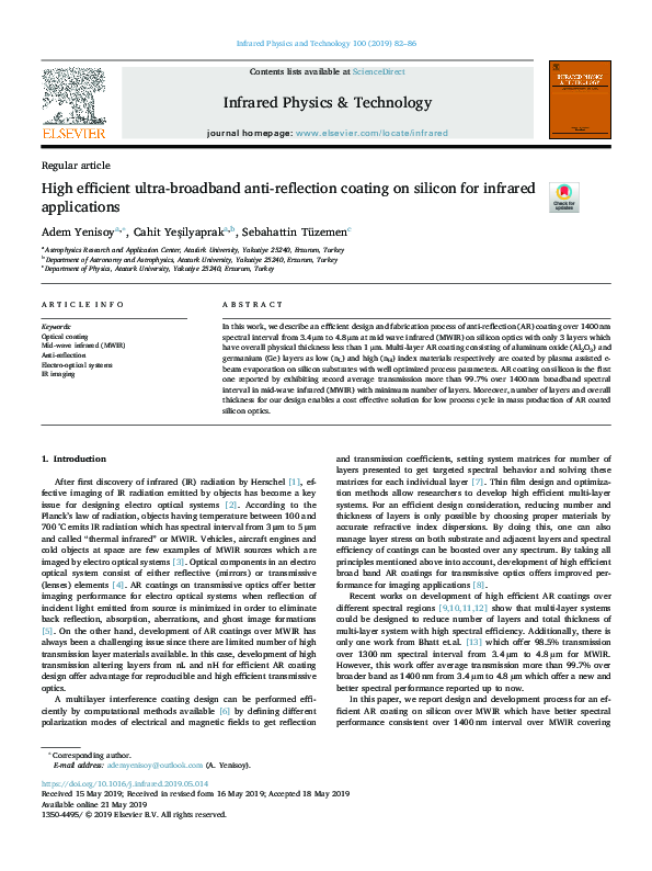 (PDF) High efficient ultra-broadband anti-reflection coating on silicon ...