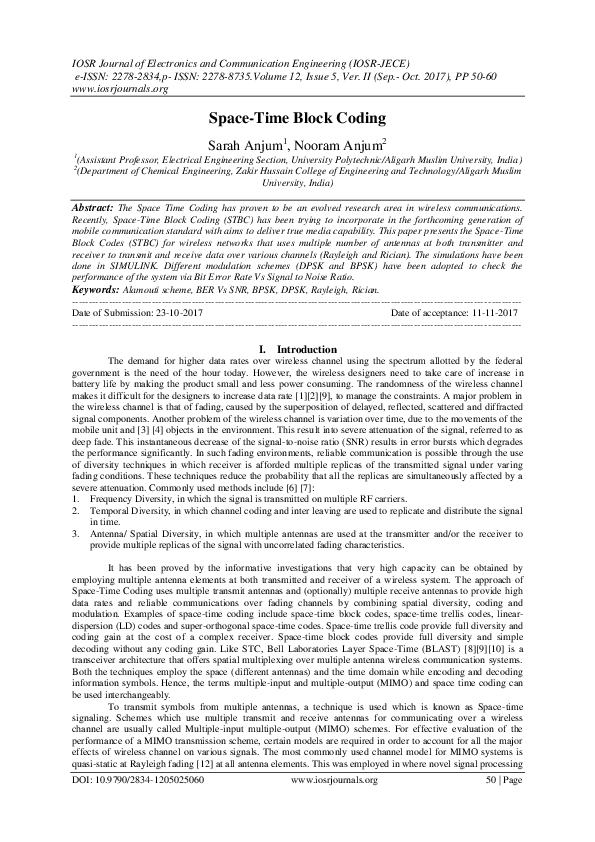 (PDF) Space-Time Block Coding | Sarah Anjum - Academia.edu