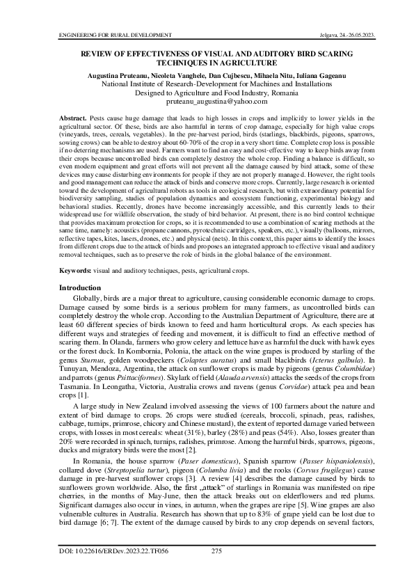 (PDF) Review of effectiveness of visual and auditory bird scaring ...