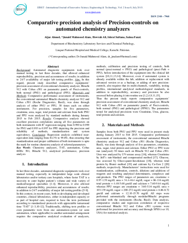 (PDF) Comparative precision analysis of Precision-controls on automated ...