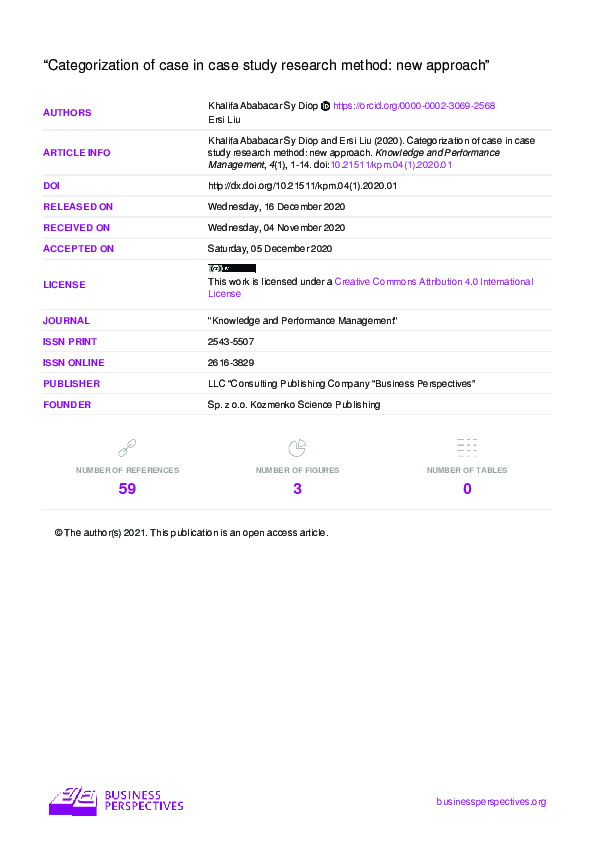 (PDF) Categorization of case in case study research method: new approach