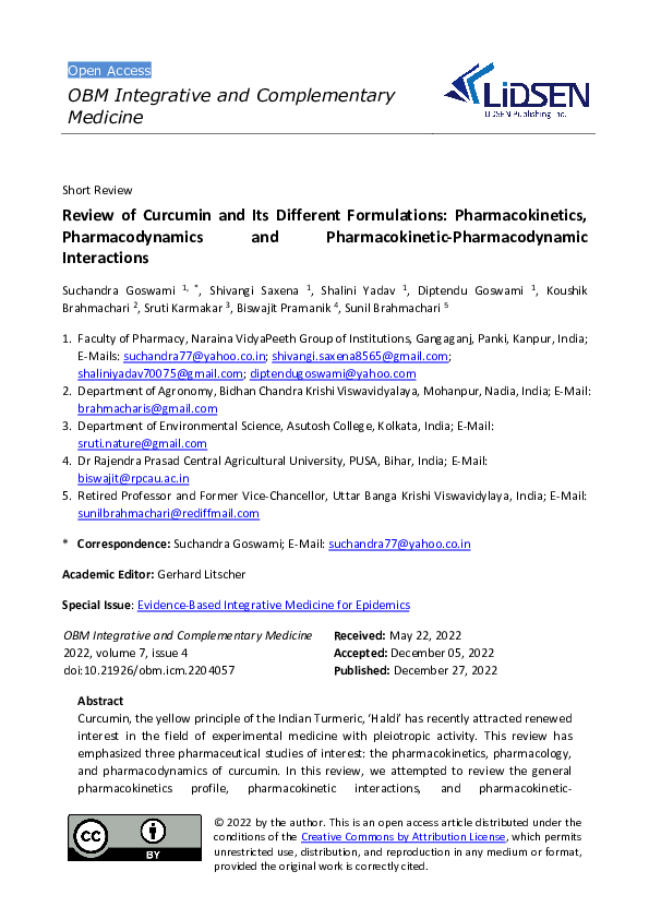 (PDF) Review of Curcumin and Its Different Formulations ...