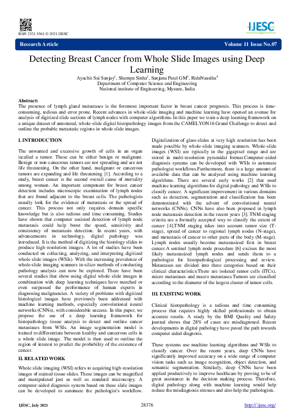 (PDF) Deep Learning for Breast Cancer Detection in Whole Slide Images