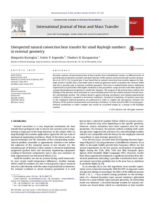 (PDF) Unexpected natural convection heat transfer for small Rayleigh ...