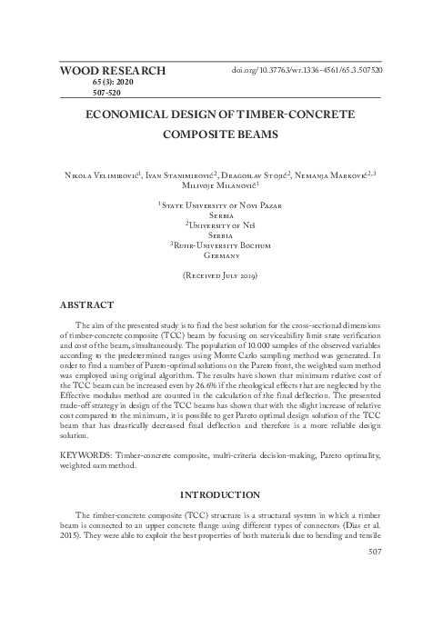 (PDF) Economical design of timber-concrete composite beams