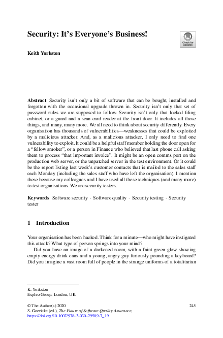 (PDF) Security: It’s Everyone’s Business!