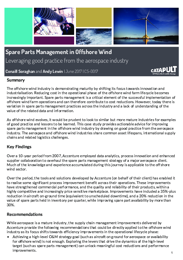 (PDF) Spare Parts Management in Offshore Wind Leveraging good practice ...