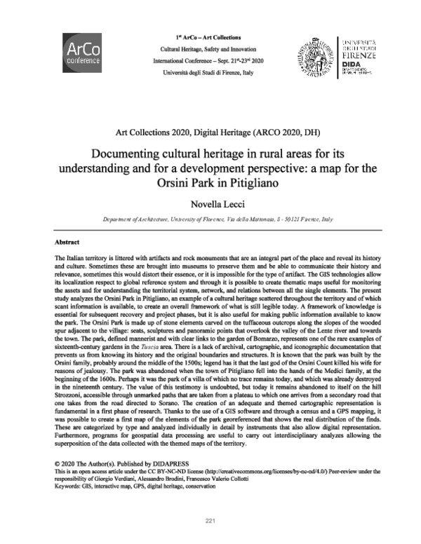 (PDF) Documenting cultural heritage in rural areas for its understanding and for a development ...