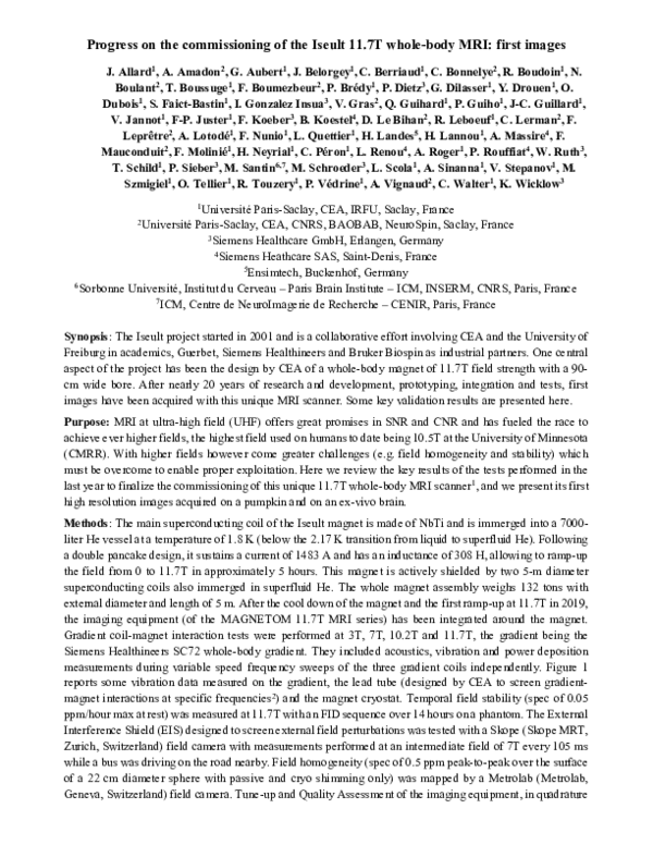 (PDF) Iseult 11.7T MRI: Commissioning and First Images