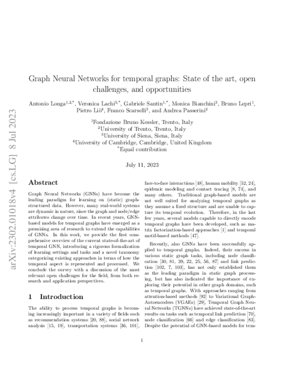 Pdf Graph Neural Networks For Temporal Graphs State Of The Art Open Challenges And