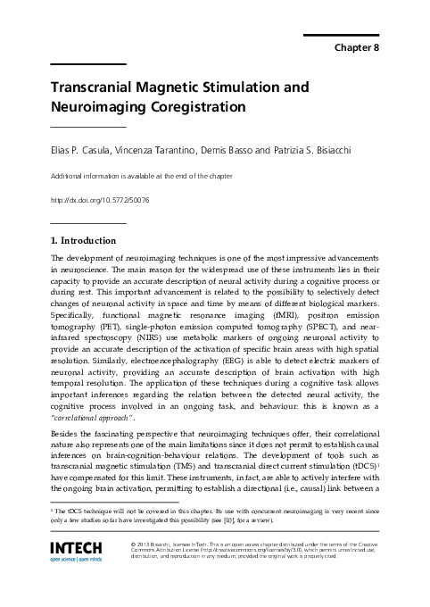 (PDF) Transcranial Magnetic Stimulation and Neuroimaging Coregistration