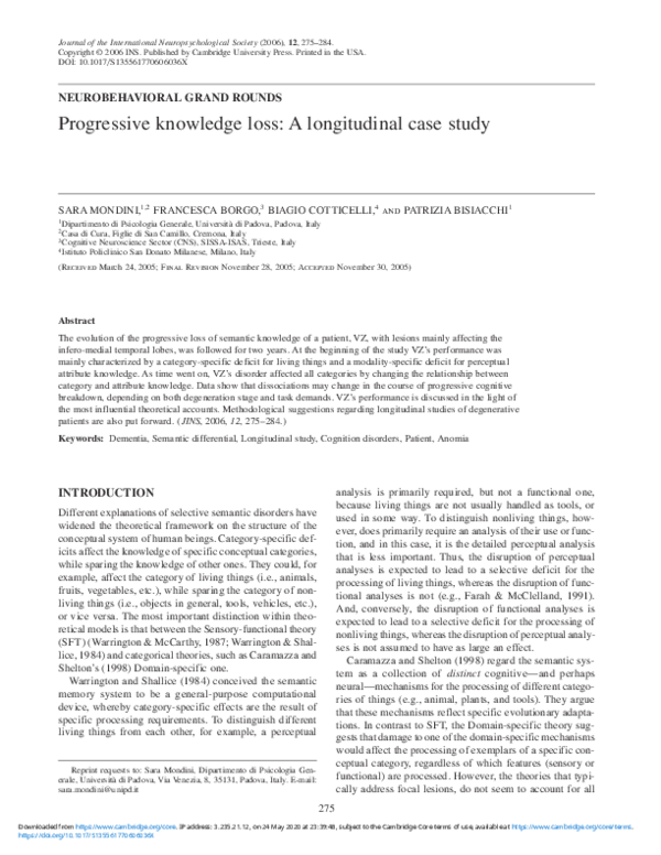(PDF) Progressive knowledge loss: A longitudinal case study