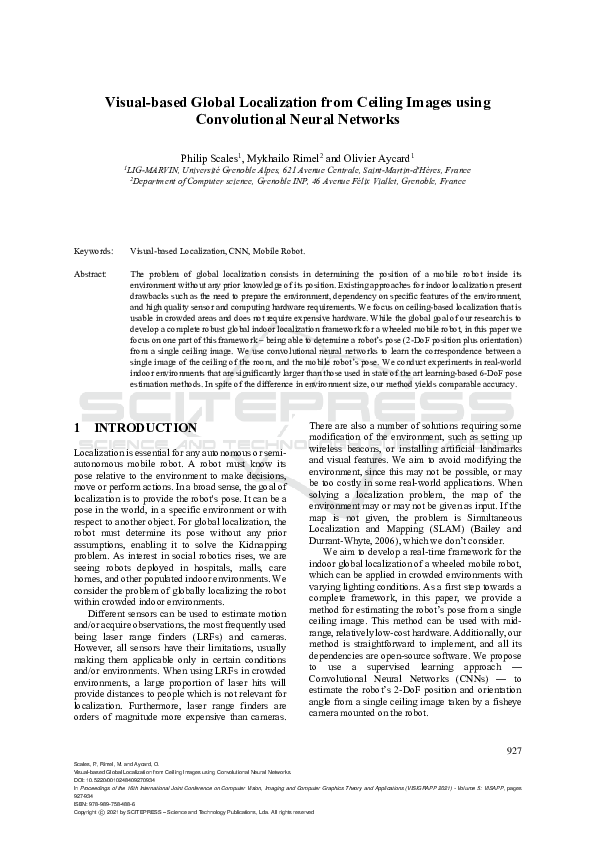Pdf Visual Based Global Localization From Ceiling Images Using Convolutional Neural Networks