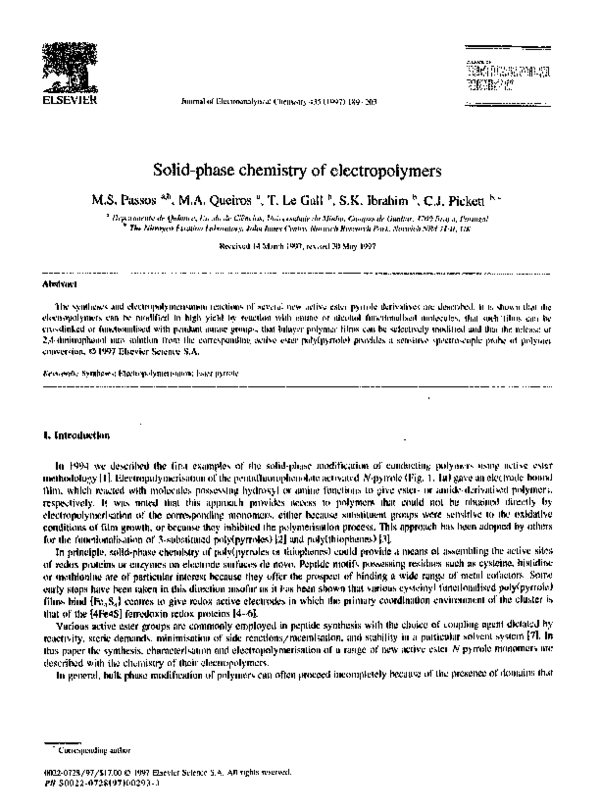 (PDF) Solid-phase chemistry of electropolymers
