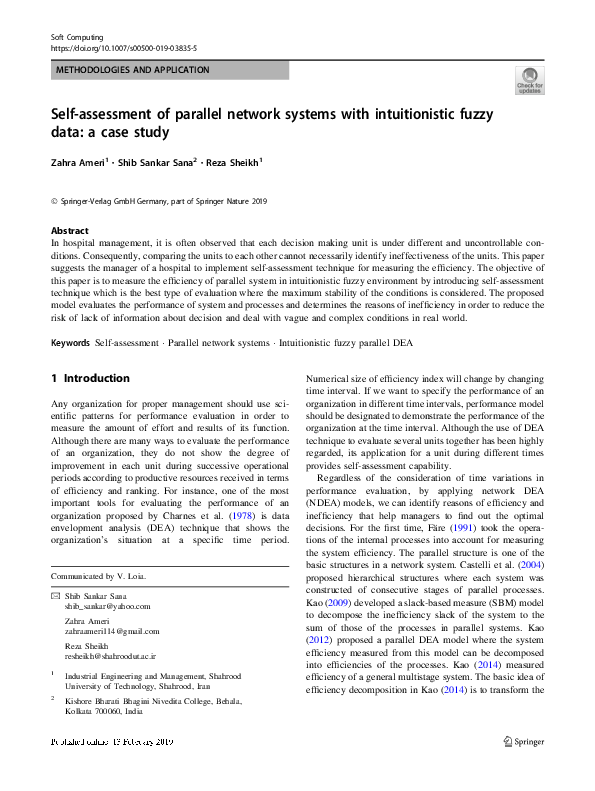 Self-assessment of parallel network systems with intuitionistic fuzzy data: a case study