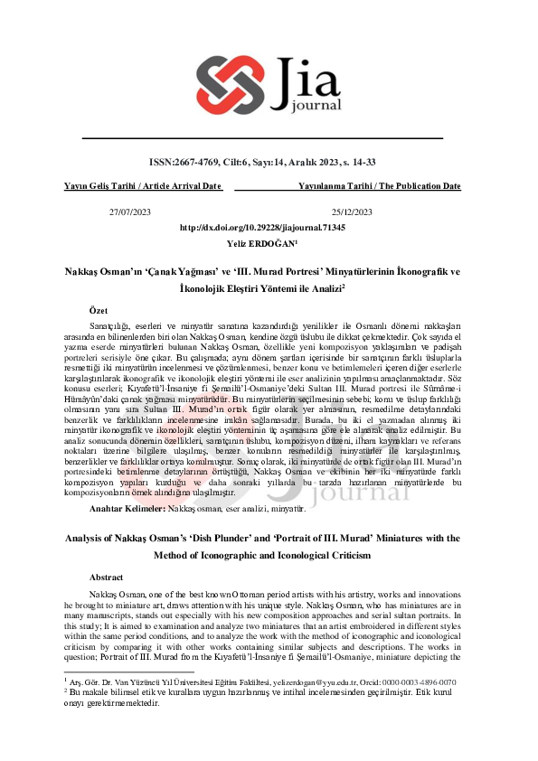 (PDF) Analysis of Nakkaş Osman's 'Dish Plunder' and 'Portrait of III ...