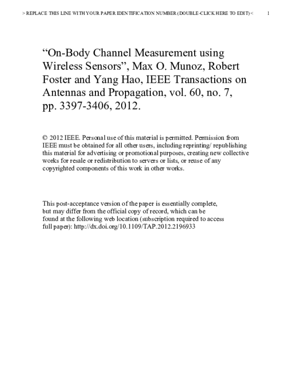 (PDF) On-Body Channel Measurement Using Wireless Sensors | max Moncada ...