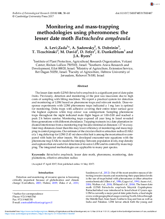 (PDF) Monitoring and mass-trapping methodologies using pheromones: the lesser date moth ...