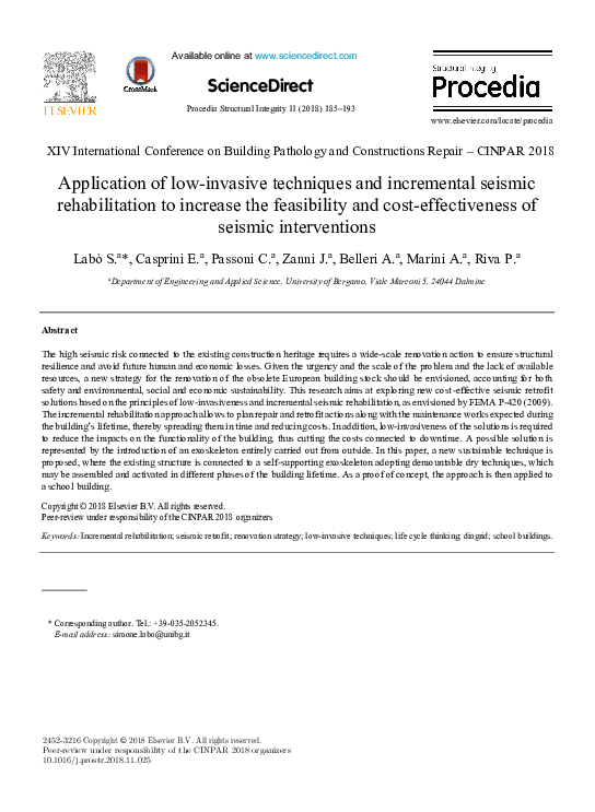 (PDF) Application of low-invasive techniques and incremental seismic ...