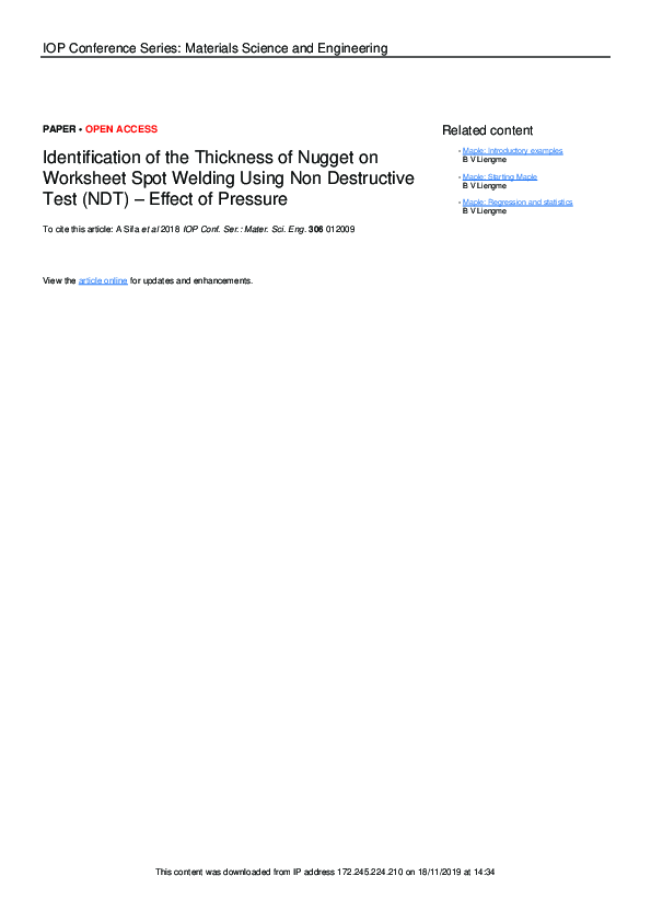 (PDF) Identification of the Thickness of Nugget on Worksheet Spot ...