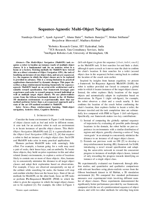 (PDF) Sequence-Agnostic Multi-Object Navigation