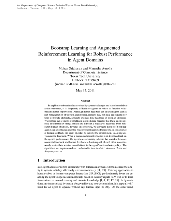 (PDF) Bootstrap Learning and Augmented Reinforcement Learning for Robust Performance in Agent ...