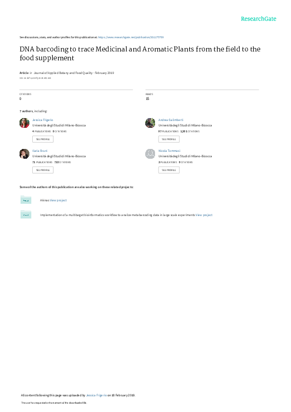 (PDF) DNA barcoding to trace medicinal and aromatic plants from the ...