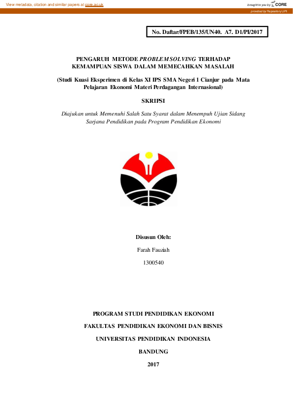 (PDF) PENGARUH METODE PROBLEM SOLVING TERHADAP KEMAMPUAN SISWA DALAM MEMECAHKAN MASALAH: Studi ...