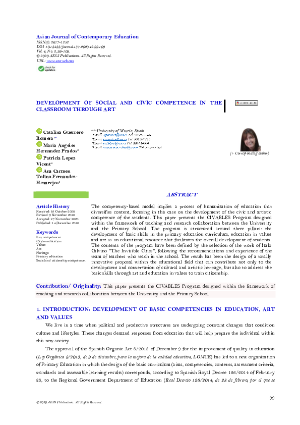 (PDF) Development of Social and Civic Competence in the Classroom ...