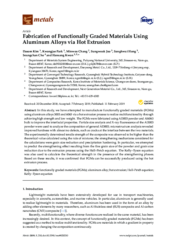 (PDF) Fabrication of Functionally Graded Materials Using Aluminum Alloys via Hot Extrusion