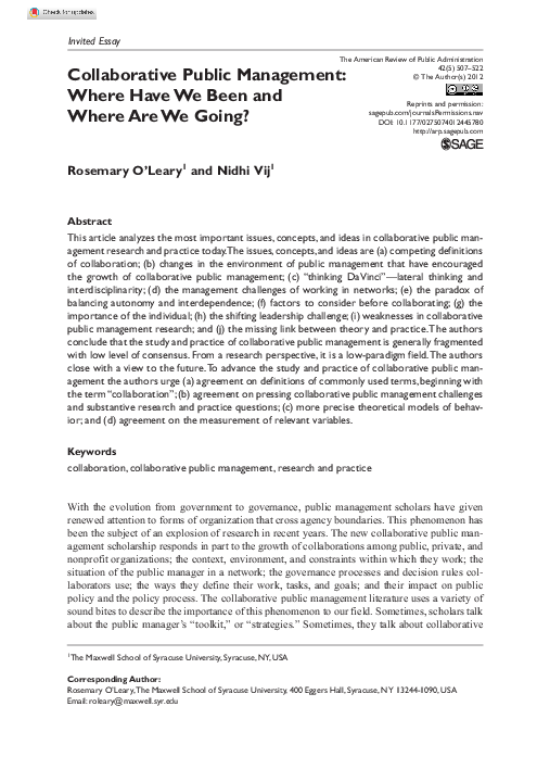 (PDF) Collaborative Public Management