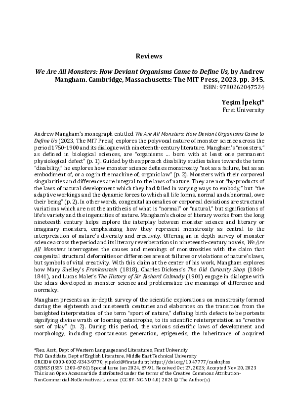 (PDF) We Are All Monsters: How Deviant Organisms Came to Define Us, by ...