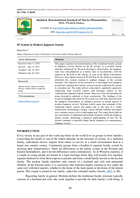 (PDF) IE System in Modern Japanese Society