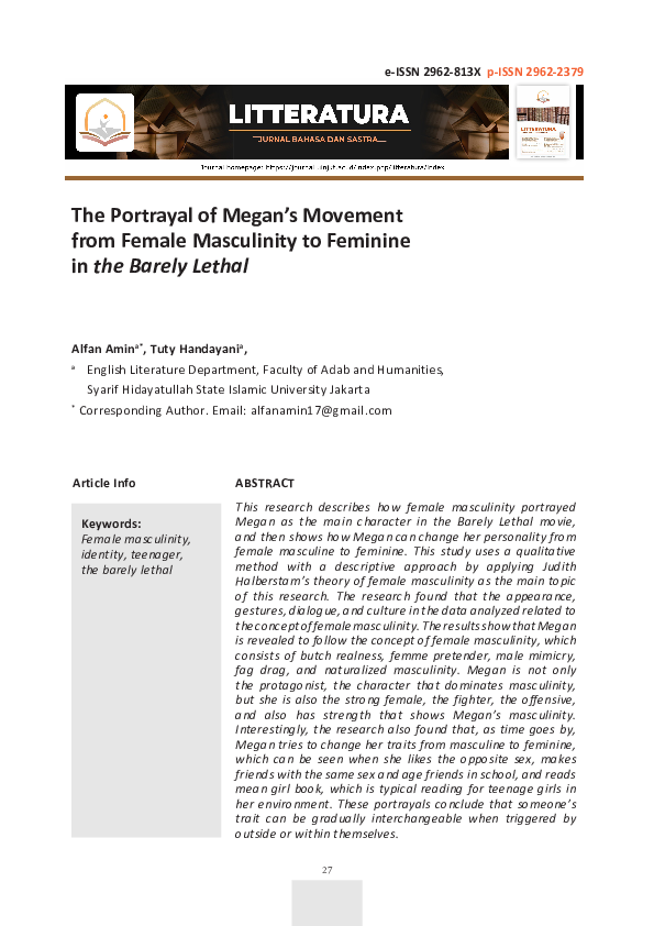 (PDF) The Portrayal of Megan’s Movement from Female Masculinity to ...