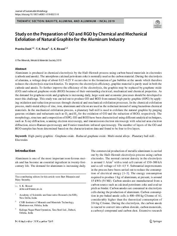 (PDF) Study on the Preparation of GO and RGO by Chemical and Mechanical ...