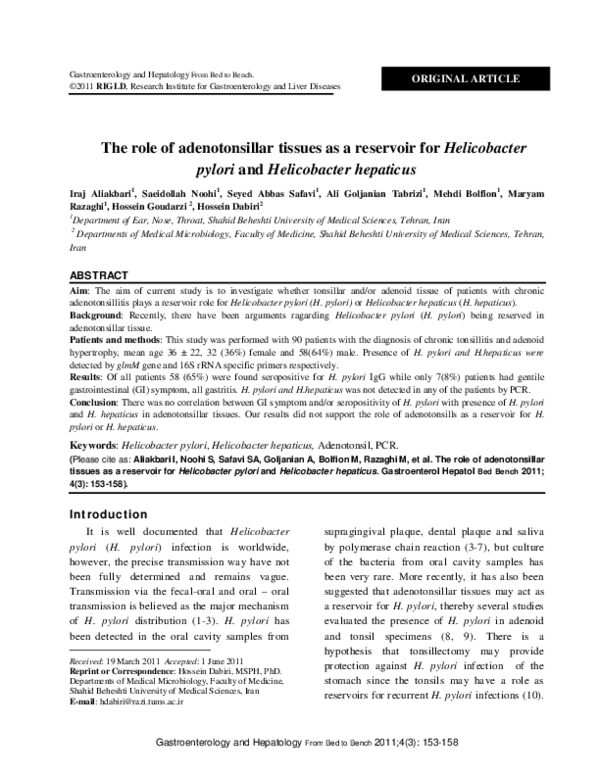 (PDF) The role of adenotonsillar tissues as a reservoir for ...