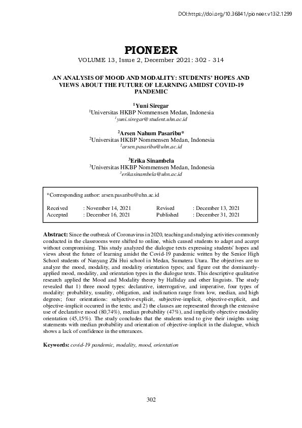 (PDF) An Analysis of Mood and Modality