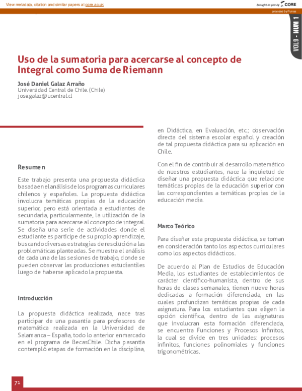 (PDF) Uso de la sumatoria para acercarse al concepto de Integral como ...
