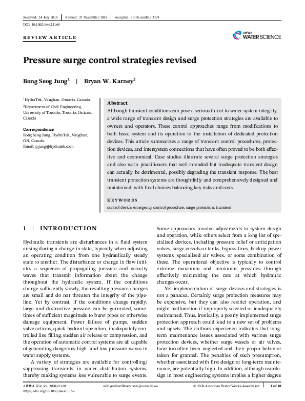(PDF) Pressure surge control strategies revised